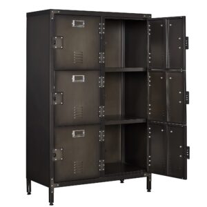 metal storage cabinet, storage locker employees locker with 6 doors, 47" height steel cabinet with lockable doors, storage cabinet with adjustable feet for home office gym.