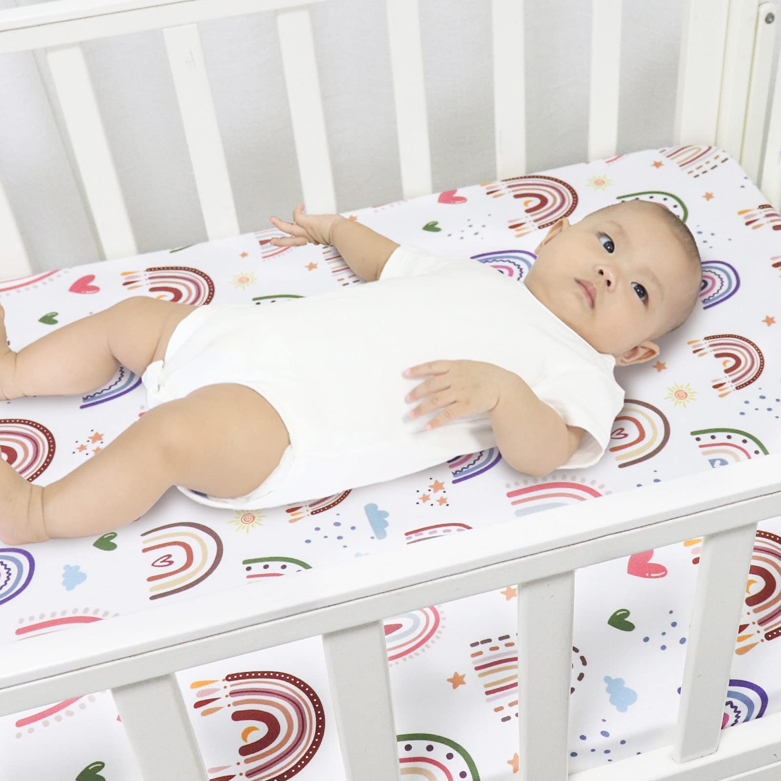 Floral Rainbow Crib Sheet Set