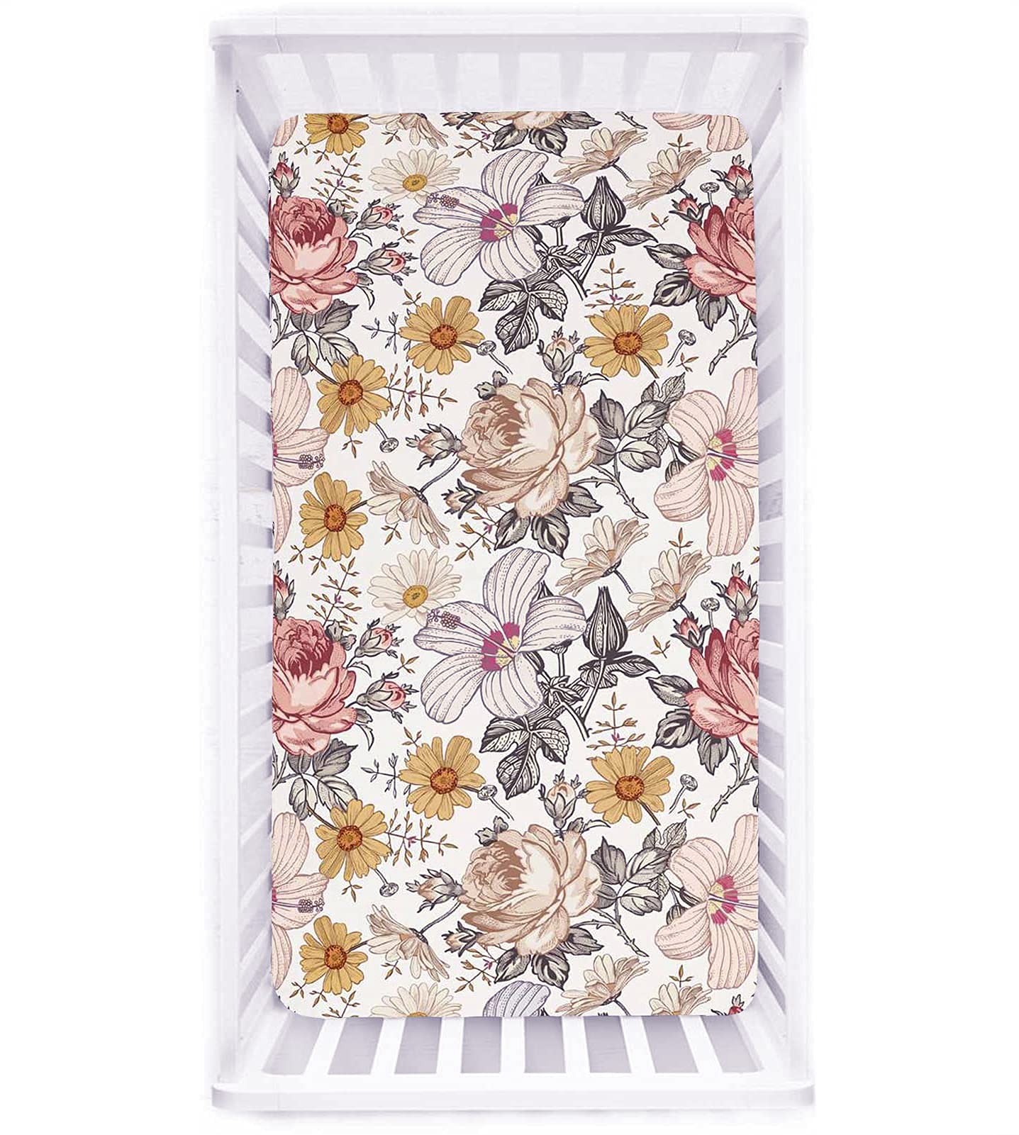 Floral Rainbow Crib Sheet Set