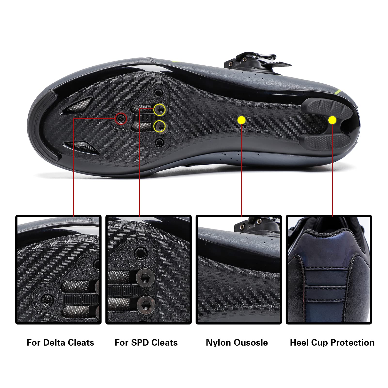 Cycling Shoes Women Compatible with Peloton Bike Shoes Indoor Clip in Peleton Road Bike Shoes with Delta Cleats,Black,9.5US