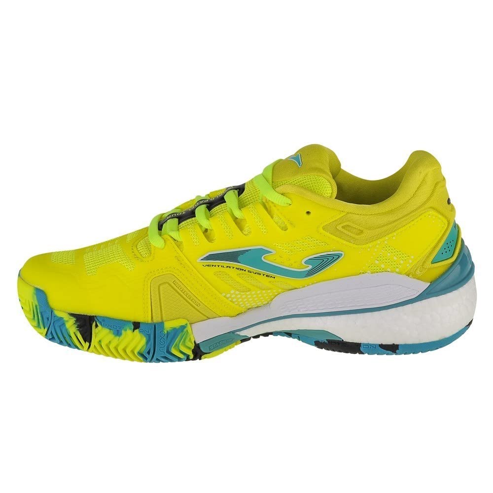 Joma Padel Tennis Shoes for Women Slam Lady 2209, World Padel Tour Clay – Comfortable, Light for Training and Competition (Lemon Fluor/Turquoise)