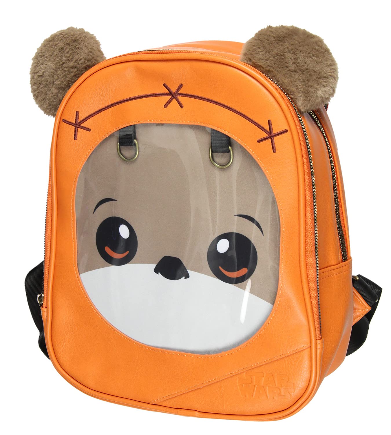 Bioworld Star Wars Backpack Ewok 3D Ears Faux Leather Mini Backpack Pin Display Miniature Backpack