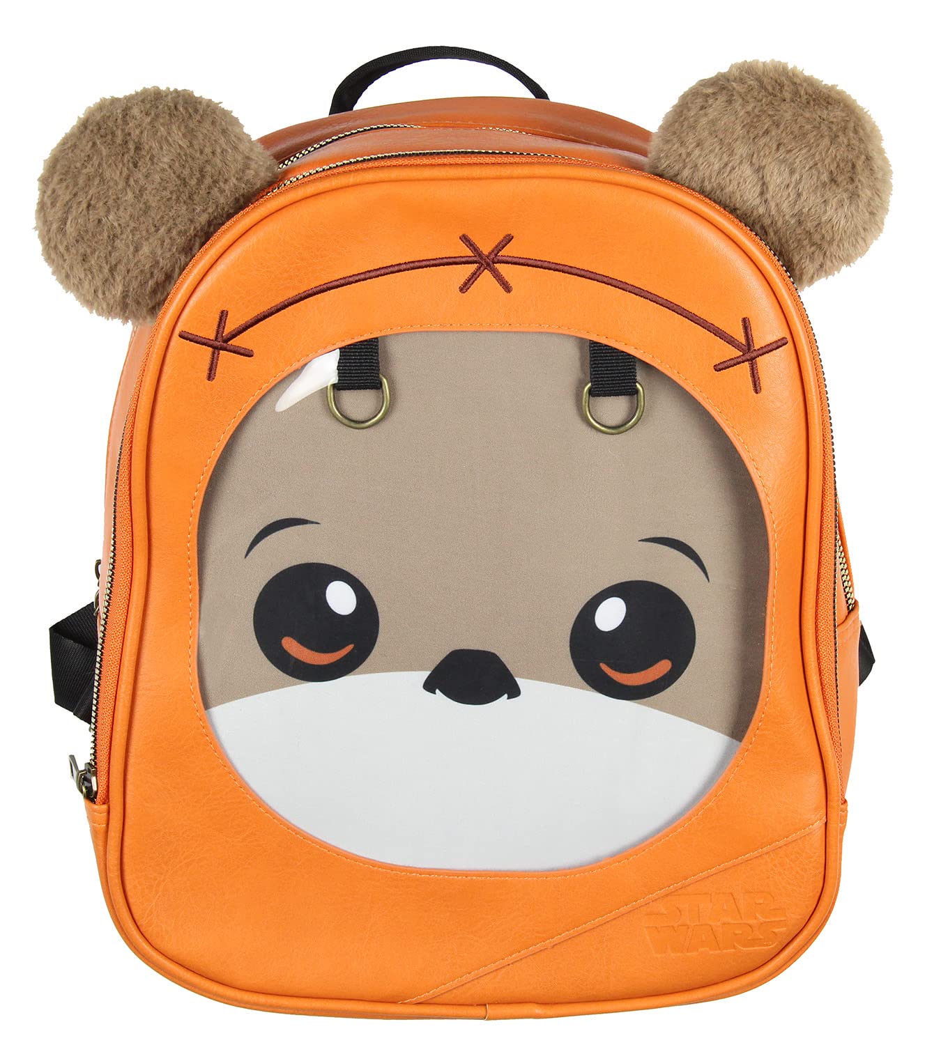 Bioworld Star Wars Backpack Ewok 3D Ears Faux Leather Mini Backpack Pin Display Miniature Backpack