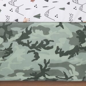 The Peanutshell Woodland Camo Crib Bedding Set for Baby Boys - 3 Piece Nursery Bed - Comforter, Fitted Sheet, Skirt