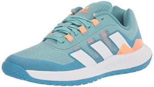 adidas women's forcebounce 2.0 running shoe, white/white/pulse blue, 9.5