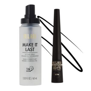 milani make it last setting spray and stay put matte liquid eyeliner