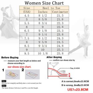 DKZSYIM Women's Latin Ballroom Dance Shoes Close Toe Character Modern Tango Salsa Performance Dancing Shoes,7161-Nude-6,US 7