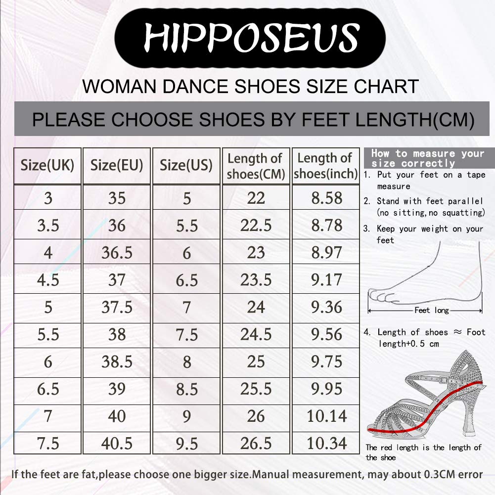 HIPPOSEUS Women's Ballroom Latin Dance Shoes Closed toe Suede sole 7B(M) US