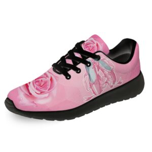 Ballerina Shoes Girls Womens Running Shoes Walking Tennis Sneakers Ballet Slippers Dance Lovers Pink Rose Flower Shoes Gifts for Women Girl,Size 13 Men/15.5 Women Black