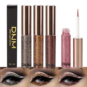 3 colors glitter sparkle sparkly sparkling eyeliner liquid makeup set delineadores de colores, liquid glitter eyeliner colorful set star gray, sand gold, coffee golden shimmer 3pcs/set(14,15,16#)