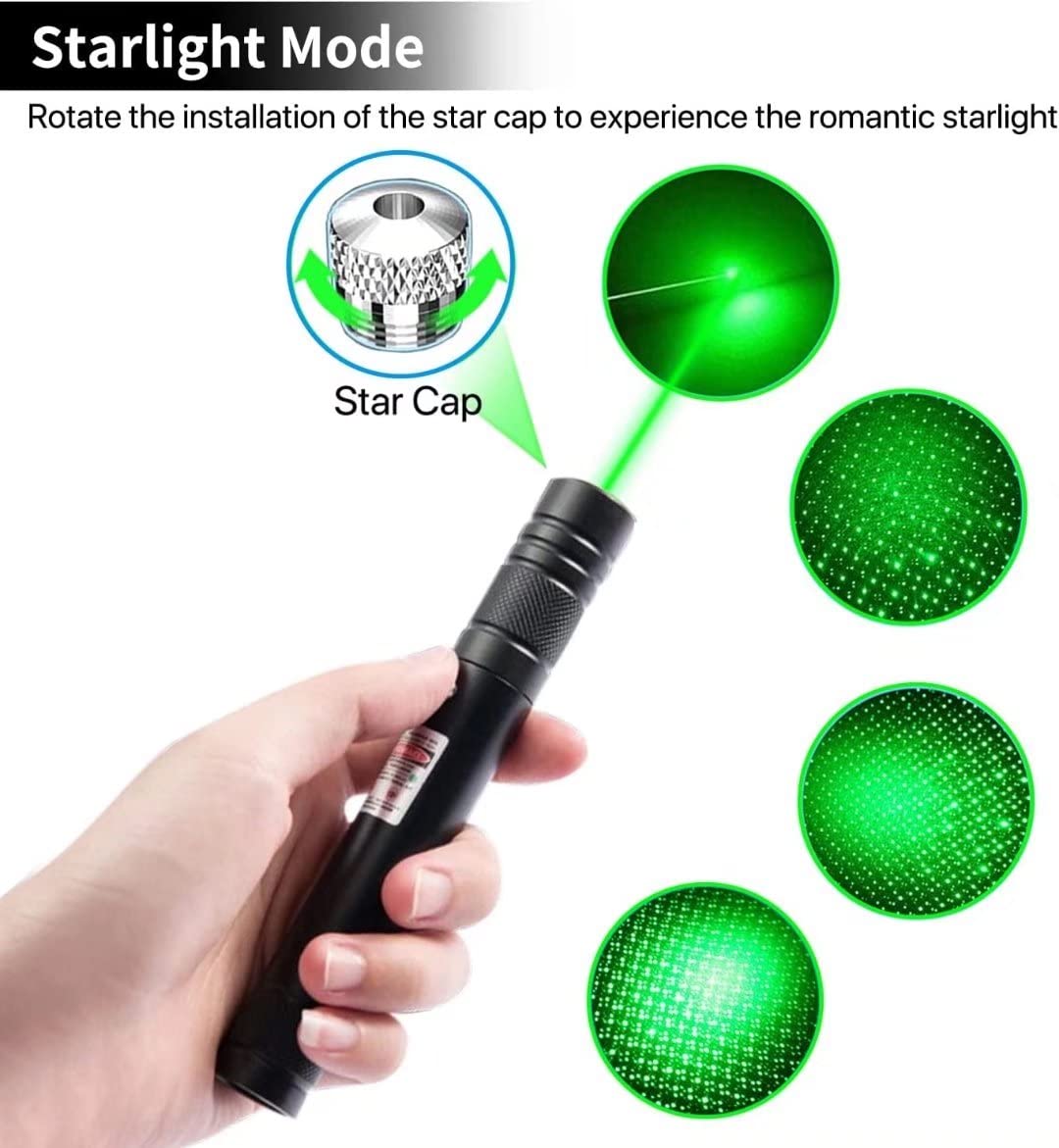 Laser Pointer High Power,Green Laser Pointer Tactical Long Range Laser,Rechargeable Laser Single-Press On/Off,Adjustable Focus Green Flashlight for Night Astronomy Outdoor Camping Hunting and Hiking