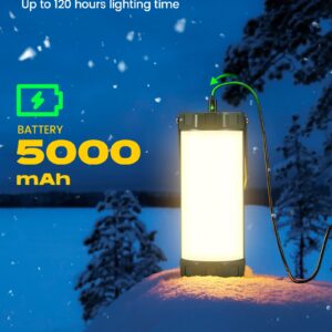 Glocusent Survival Camping Lantern, 106LED with 5 Brightness, Up to 1200LM, 3 Modes & SOS, Rechargeable for 80hrs, IP68 Waterproof, Small & Light, Emergency Light for Blackout, Hurricane, Hiking