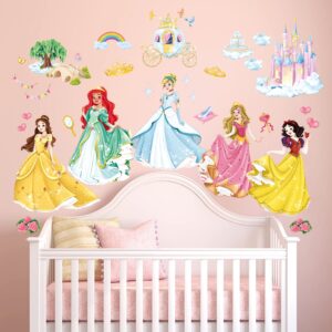 decowall ds9-2118 princess wall decals castle crown stickers removable for girls kids nursery bedroom living room art home decor mural decoration