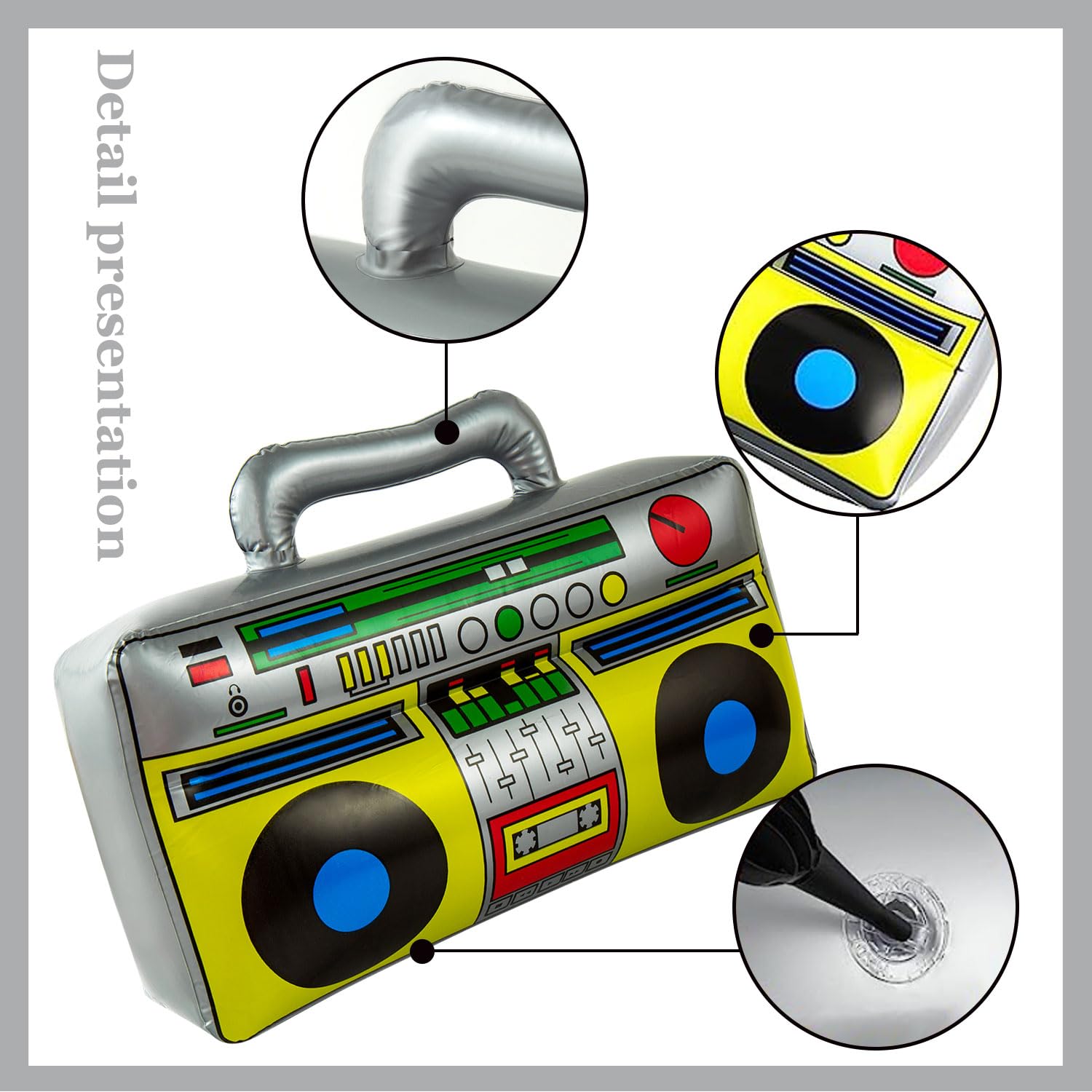 ONLYFU Inflatable Radio Boombox Inflatable Microphones Mobile Phone Props for 80s 90s Party Decorations, Hip Hop Theme Birthday Party Supplies 3pcs Inflatable Props