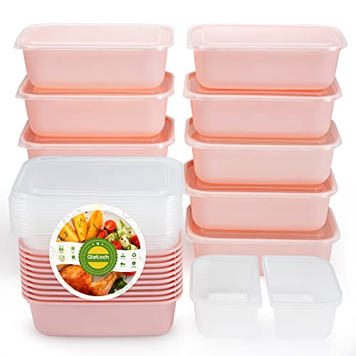 Glotoch Extra-Thick Meal Prep Containers Reusable, 38OZ To Go Containers, Double Use As Divided Lunch Containers For Portion Control-Microwave&Freezer&Dishwasher Safe,BPA-Free,10 Pack,Pink