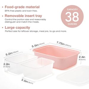 Glotoch Extra-Thick Meal Prep Containers Reusable, 38OZ To Go Containers, Double Use As Divided Lunch Containers For Portion Control-Microwave&Freezer&Dishwasher Safe,BPA-Free,10 Pack,Pink