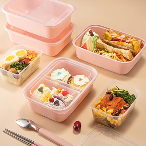 Glotoch Extra-Thick Meal Prep Containers Reusable, 38OZ To Go Containers, Double Use As Divided Lunch Containers For Portion Control-Microwave&Freezer&Dishwasher Safe,BPA-Free,10 Pack,Pink