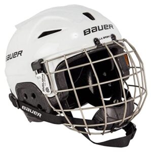 bauer hockey bauer lil sport hockey helmet combo with face mask cage (white) youth