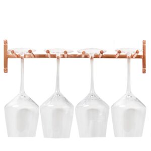 Wine Glass Rack, Wall mounted Wine Glass rack, Under cabinet Stemware Rack for Kitchen, Wine Glass Holder Glasses Storage Hanger Copper Hanging 4 Wine Glasses with class by Wanda Living - Copper