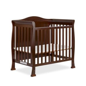 dream on me addison full panel 4-in-1 convertible mini crib in espresso, jpma certified baby crib, non-toxic finish, new zealand pinewood, low to floor design