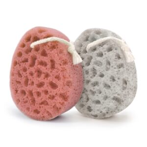 spongentle deep cleansing foam body loofah sponge, natural colors, for bath and shower, multiple textures for gentle and deep exfoliation, generous and rich lather, (pack of 2)