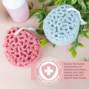 Spongentle Deep Cleansing Foam Body Loofah Sponge, Natural Colors, for Bath and Shower, Multiple Textures for Gentle and Deep Exfoliation, Generous and Rich Lather, (Pack of 2)