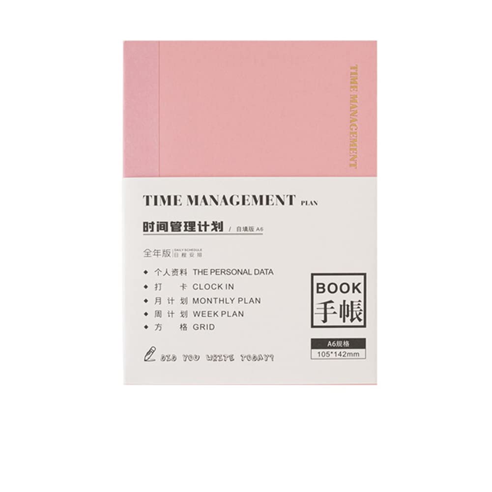 xingtingyu Undated Weekly Planner A5 A6 Time Management Weekly Monthly Schedule Book for Full Year Timeline Agenda Notebook Notepad Pink