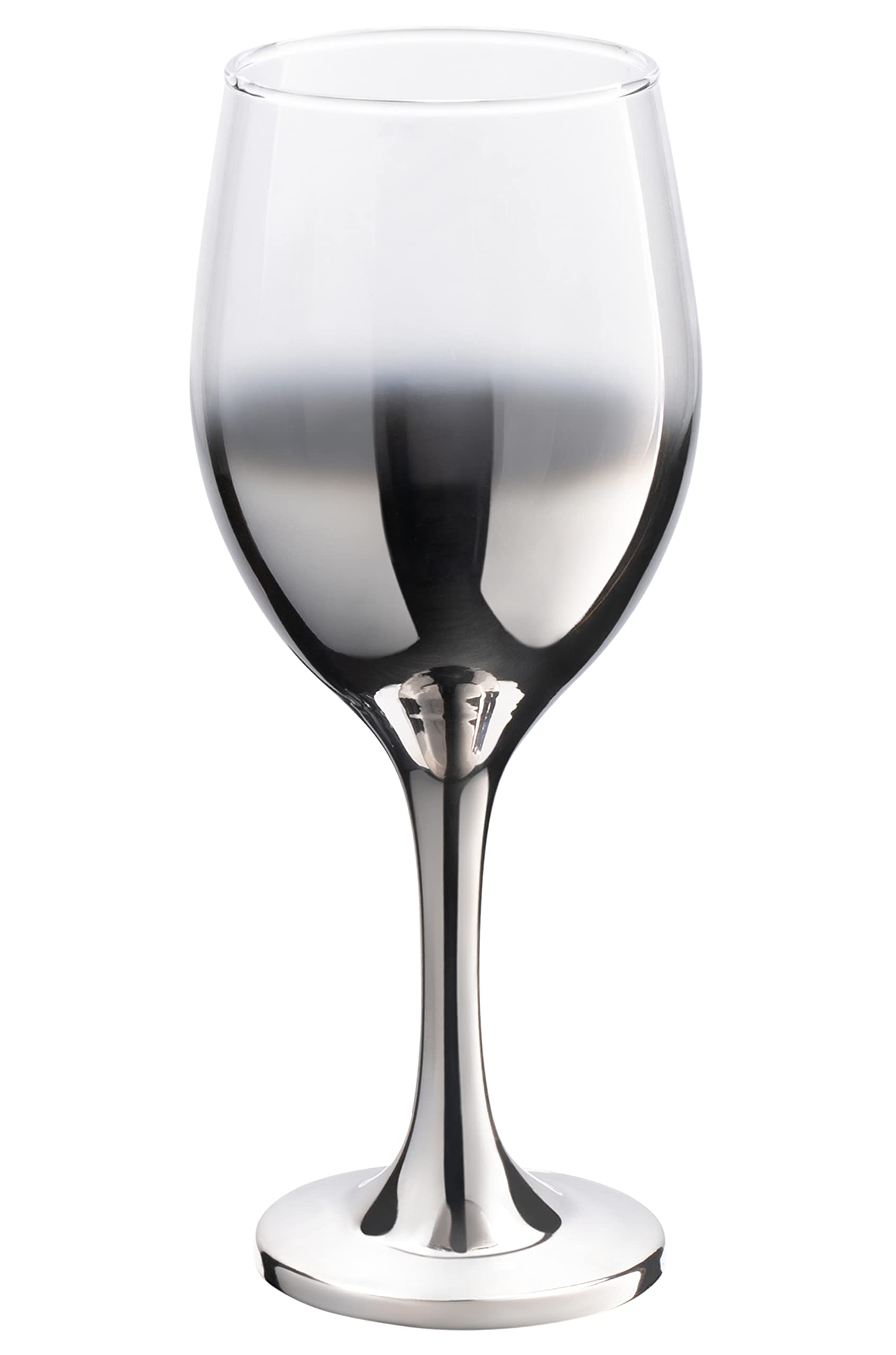 Vikko Décor Silver Ombre Wine Glasses: 14 Ounce Fancy Wine Glasses With Stem for Red and White Wine – Thick and Durable – Dishwasher Safe Goblets – Great Gift Idea – Set of 6 Decorative Wine Glasses