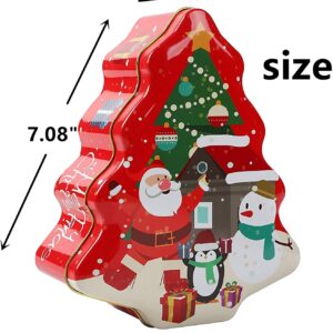 YWKXM Christmas Tree-Shape Tin Box Set of 2 Cookie Candy Storage Containers For Holiday Decorative