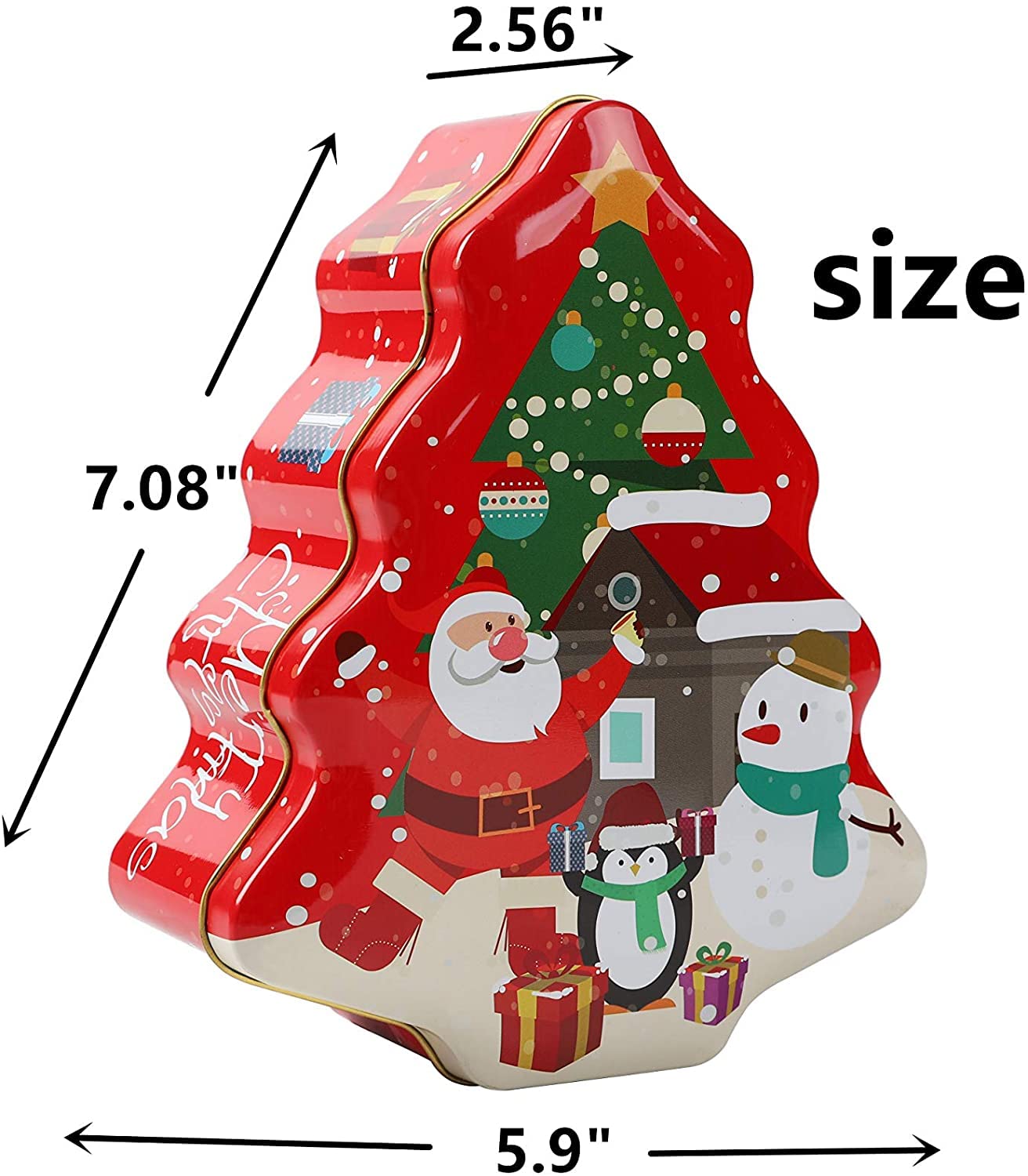 YWKXM Christmas Tree-Shape Tin Box Set of 2 Cookie Candy Storage Containers For Holiday Decorative