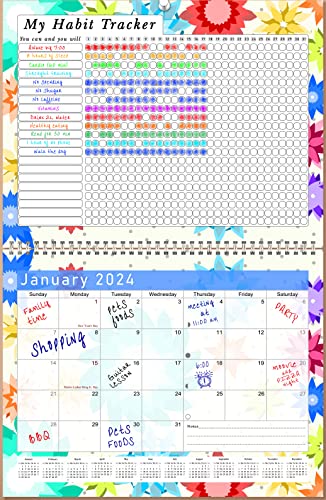 2024 Monthly Desktop/Wall Calendar/Planner - Habit Tracker - Daily, Weekly & Monthly Goal Motivational Habit Tracking Journal Inspirational - (Edition #01)