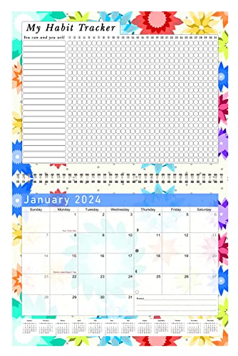 2024 Monthly Desktop/Wall Calendar/Planner - Habit Tracker - Daily, Weekly & Monthly Goal Motivational Habit Tracking Journal Inspirational - (Edition #01)