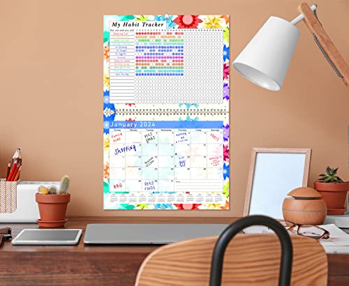 2024 Monthly Desktop/Wall Calendar/Planner - Habit Tracker - Daily, Weekly & Monthly Goal Motivational Habit Tracking Journal Inspirational - (Edition #01)