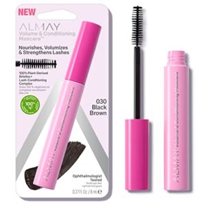 almay volume & conditioning mascara, hydrating all day wear, 30 black brown, 0.27 fl oz.