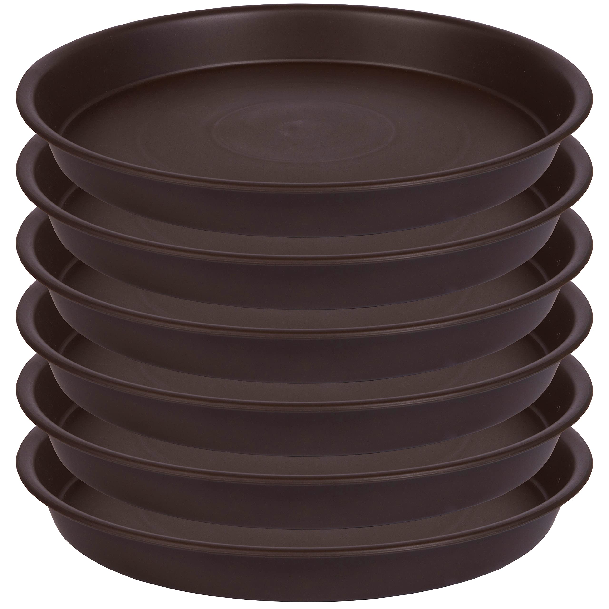 Angde Plant Saucer 10 Inch, 6 Pack of 10 inch Plant Tray, Heavy Duty Plastic Plant Saucers for Indoors Round, Plant Water Tray, Pot Trays Saucers for Planter 10-13" (Chocolate Brown)