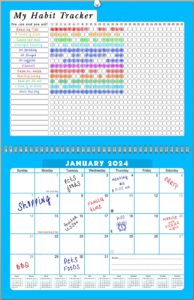 2024 monthly desktop/wall calendar/planner - habit tracker - daily, weekly & monthly goal motivational habit tracking journal inspirational - (edition #07)