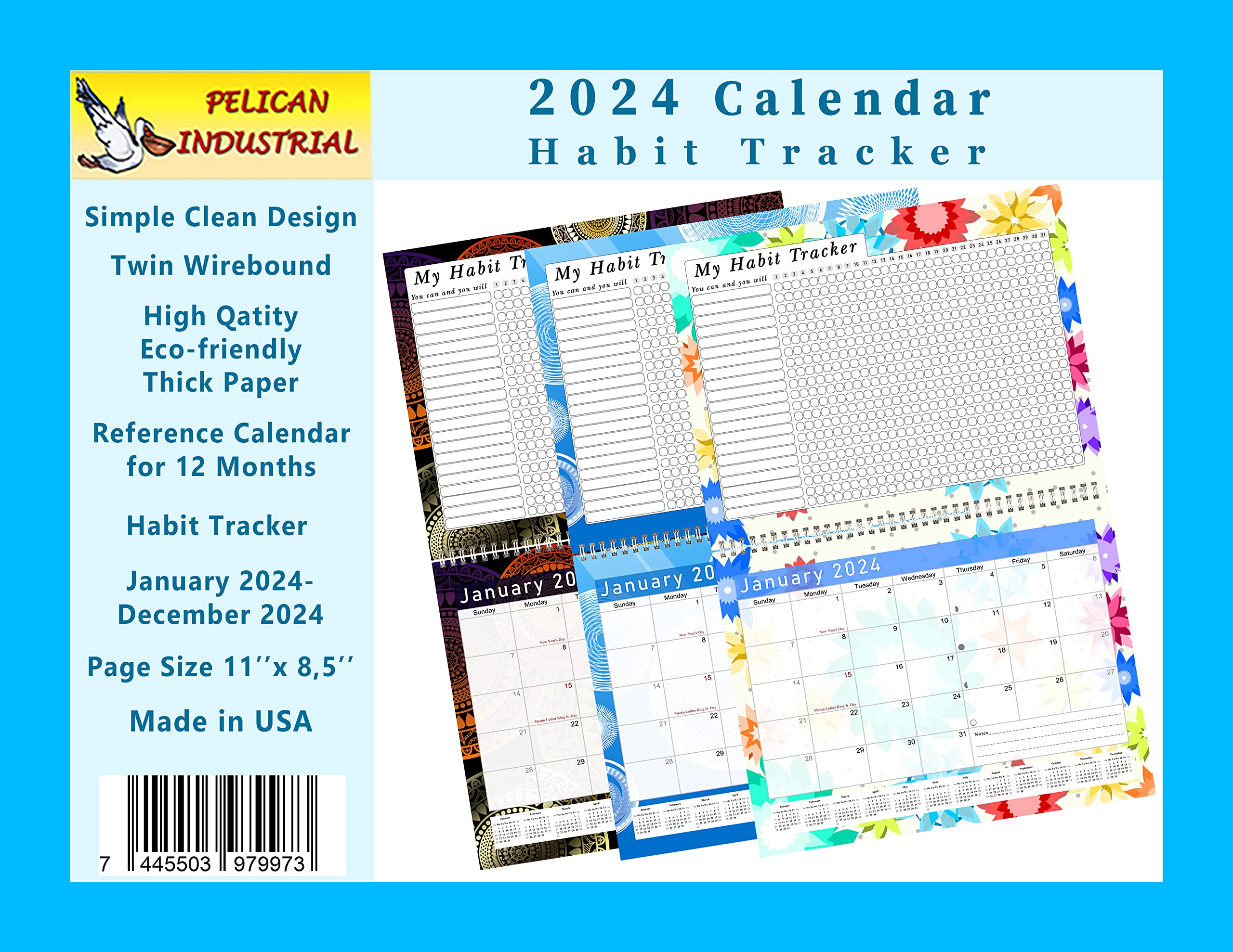 2024 Monthly Desktop/Wall Calendar/Planner - Habit Tracker - Daily, Weekly & Monthly Goal Motivational Habit Tracking Journal Inspirational - (Edition #07)