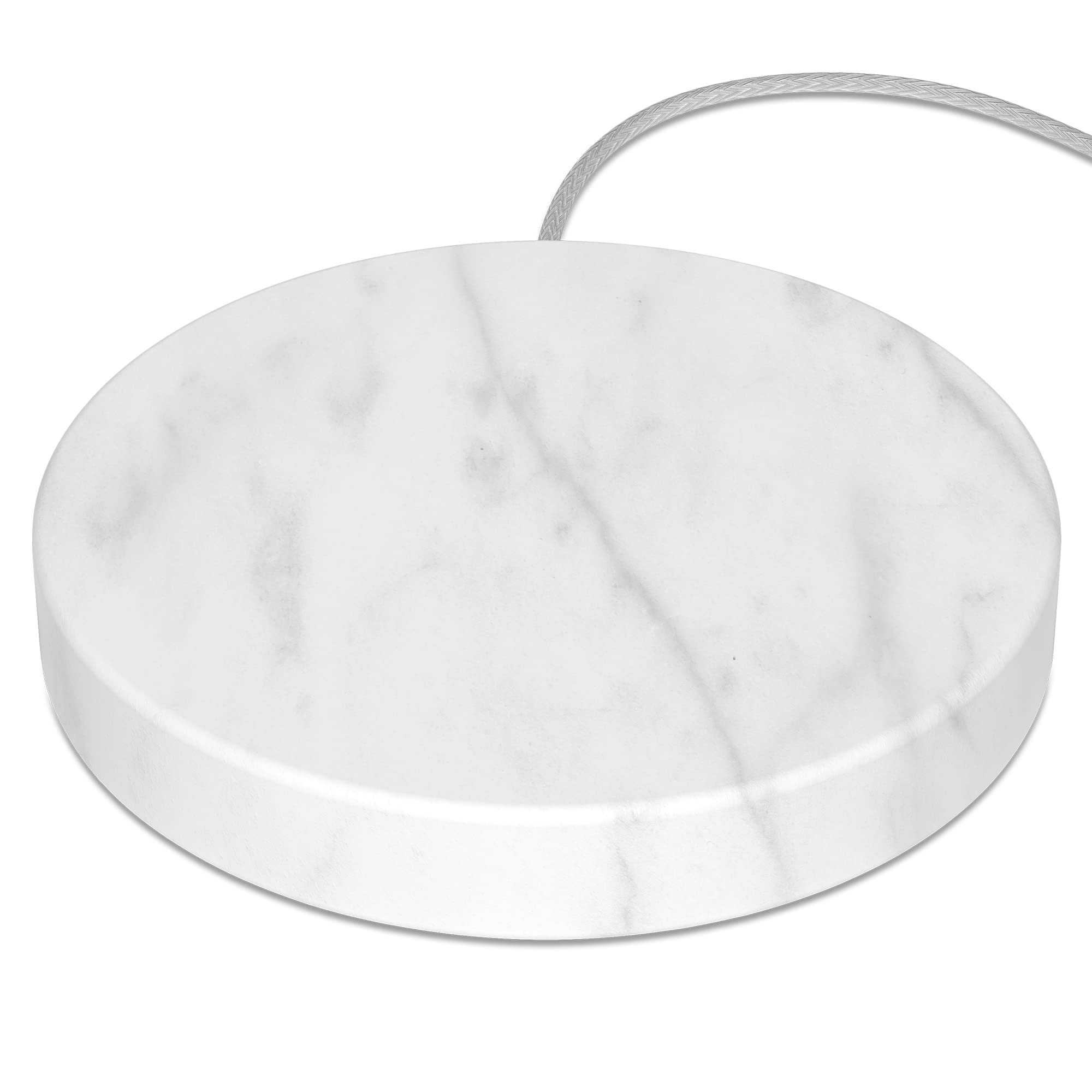 EINOVA Charging Stone - Beautiful Wireless Charger, 10W Fast Charger with Built-in Durable Braided Cable - White Marble