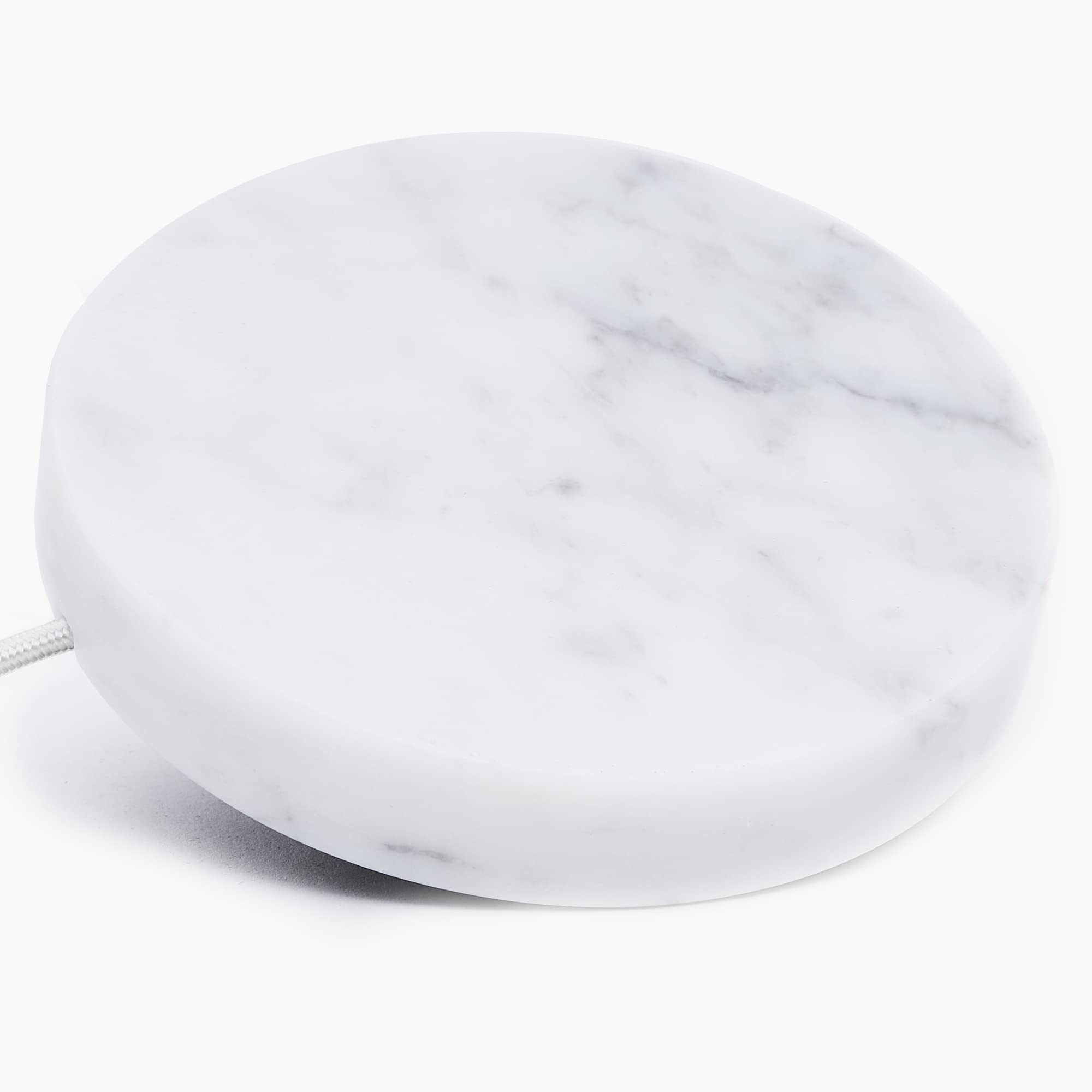 EINOVA Charging Stone - Beautiful Wireless Charger, 10W Fast Charger with Built-in Durable Braided Cable - White Marble