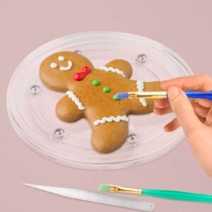 Hacaroa 30 Pieces Cookie Decorating Kit Suppiles, 6 Inch / 8 Inch Acrylic Cookie Turntable with 12 Cookie Scribe Needles, 12 Cookie Decoration Brushes, 4 Tweezers for Cookie, Cake Decoration