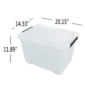 Nesmilers 50 Quarts Plastic Storage Boxes, Large Clear Bins with Lids and Wheels Set of 4