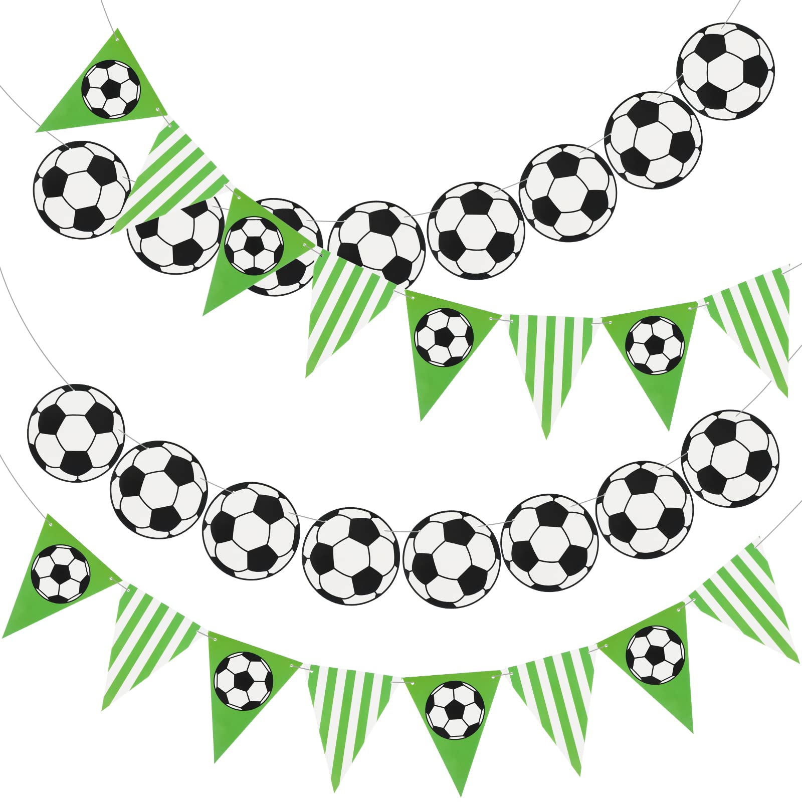 Zonon 4 Pieces Soccer Banner Decoration Party Soccer Birthday Garland for Sports Kids Party Supplies (Soccer Style)