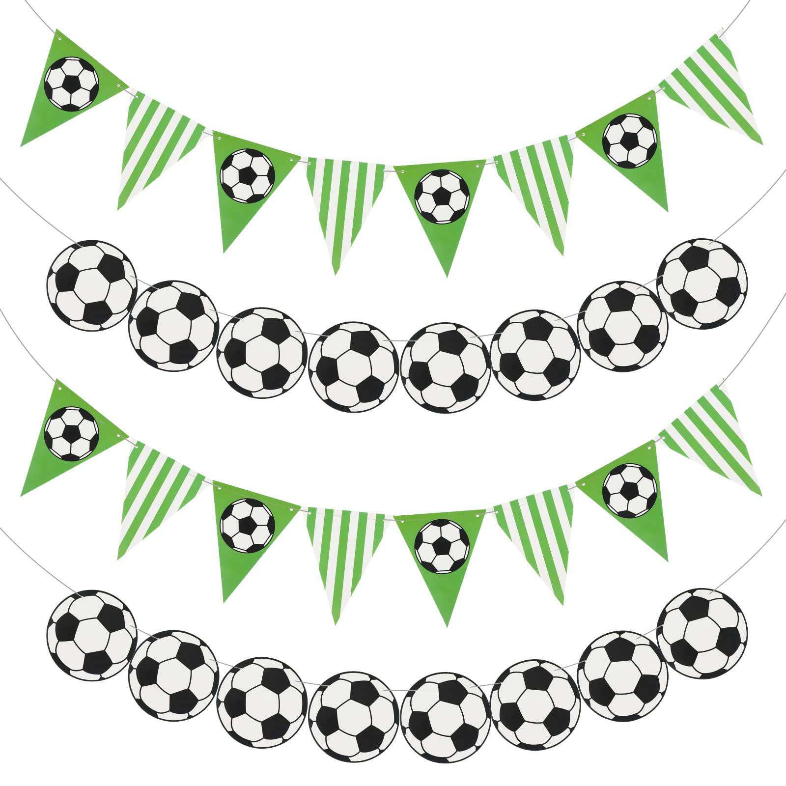 Zonon 4 Pieces Soccer Banner Decoration Party Soccer Birthday Garland for Sports Kids Party Supplies (Soccer Style)