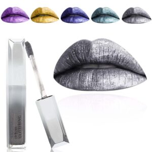 kilshye glitter lipstick matte liquid lipsticks metallic lip glaze high pigment lipgloss long lasting waterproof lip makeup for women and girls pack of 1 (c- silver 18)