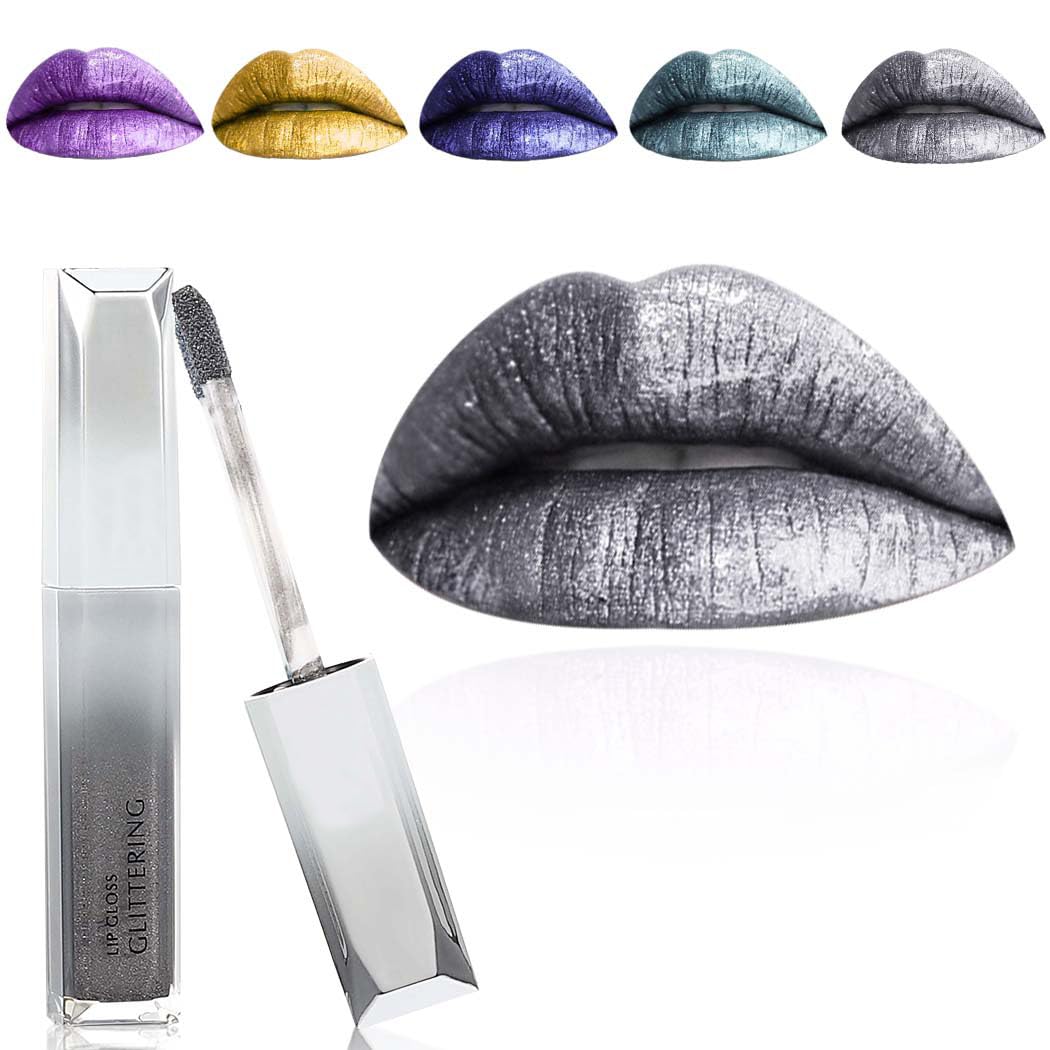 Kilshye Glitter Lipstick Matte Liquid Lipsticks Metallic Lip Glaze High Pigment Lipgloss Long Lasting Waterproof Lip Makeup for Women and Girls Pack of 1 (C- Silver 18)