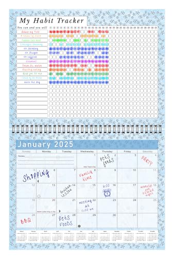 2025 Monthly Desktop/Wall Calendar/Planner - Habit Tracker - Daily, Weekly & Monthly Goal Motivational Habit Tracking Journal Inspirational - (Edition #018)