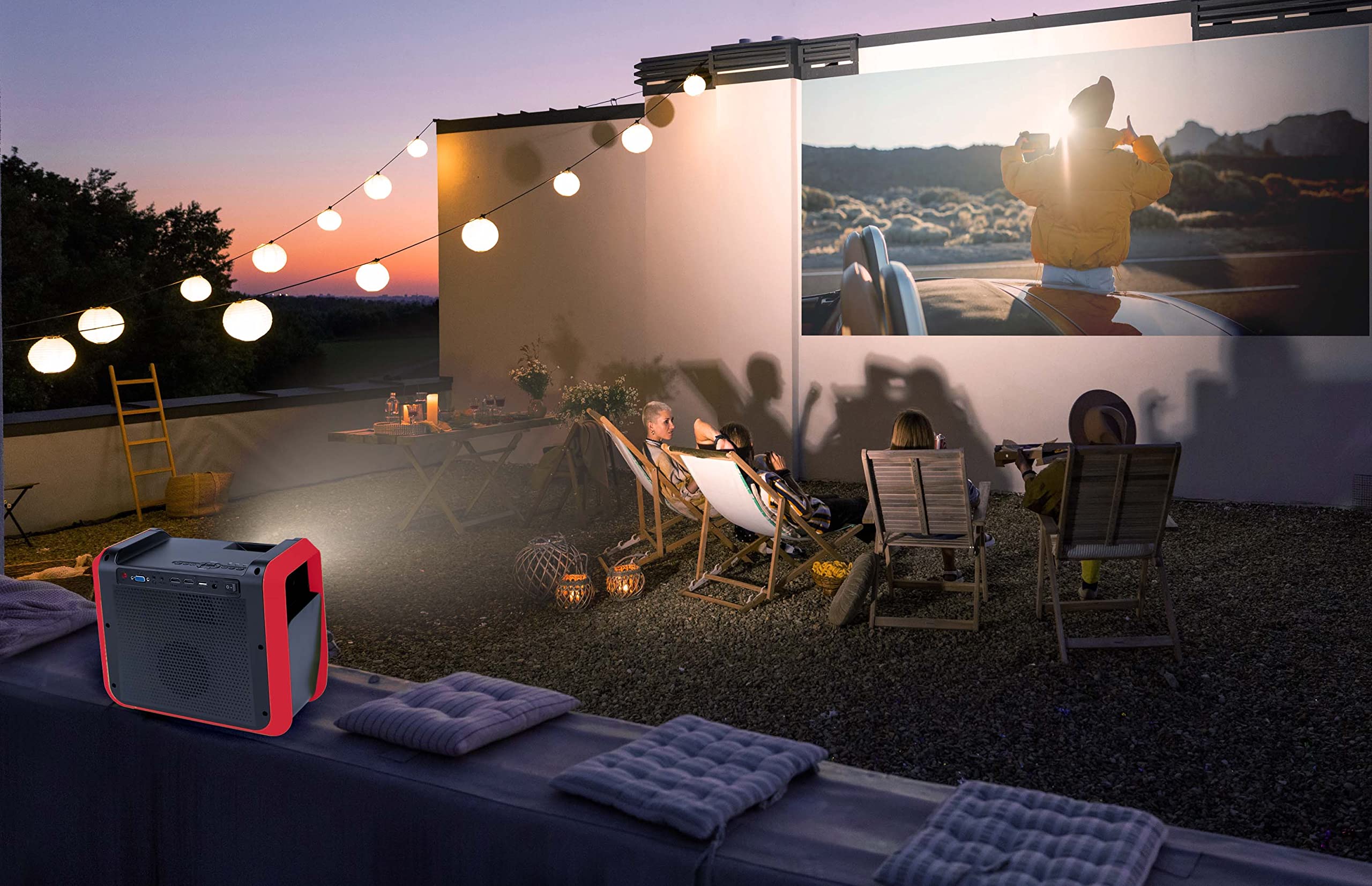 RCA - RPJ060 Portable Projector Home Theater Entertainment System, Long Lasting Battery - 2.5 Hours per Charge - Outdoor, Rechargeable, Speakers - Enjoy without any Cable on the go - Phone/Stick/PC