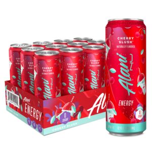 alani nu cherry slush sugar free, low calorie energy drinks | 200mg caffeine | pre workout performance with antioxidants | biotin b vitamins | zero sugar | 10 calories | 12 fl oz cans (12 pack)