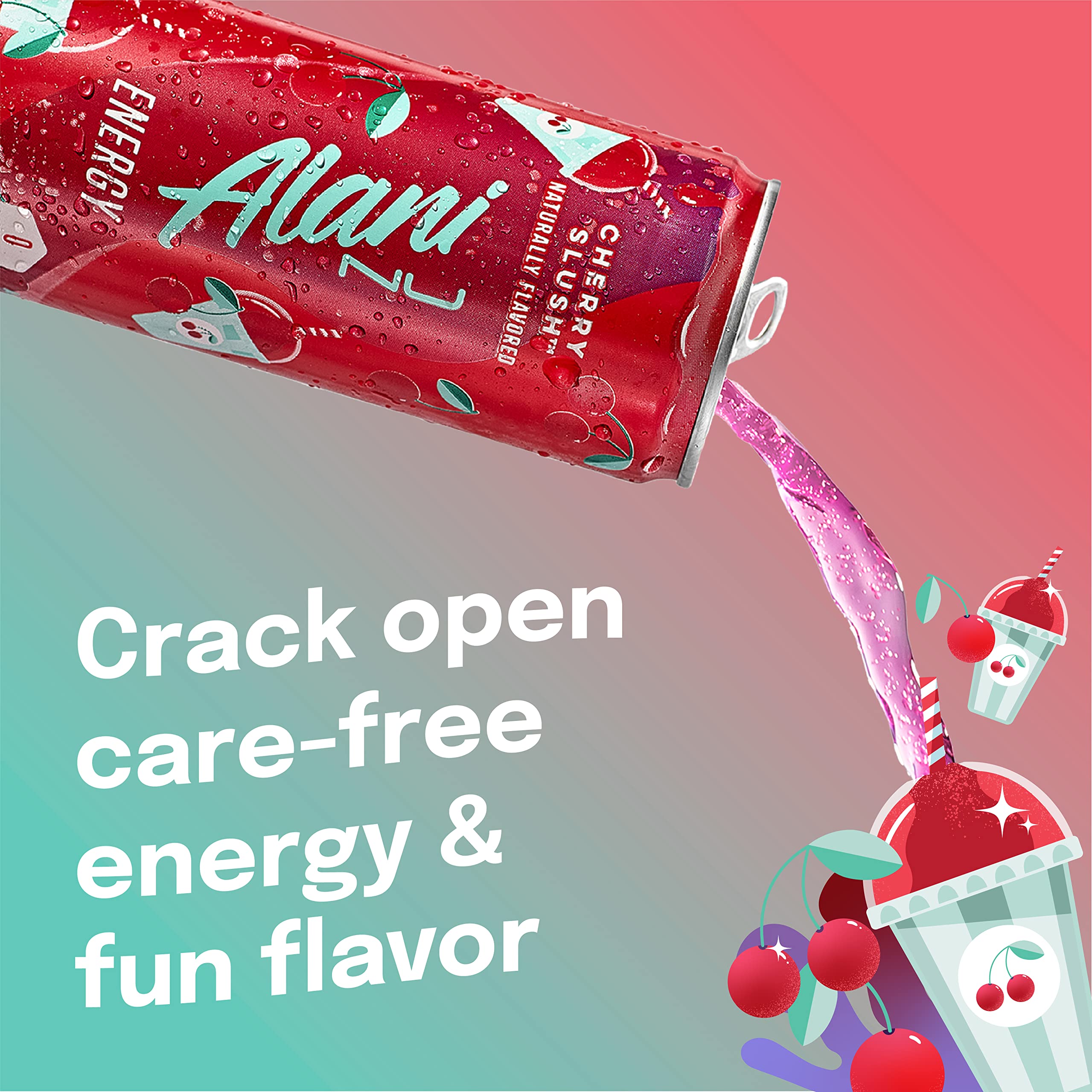 Alani Nu CHERRY SLUSH Sugar Free, Low Calorie Energy Drinks | 200mg Caffeine | Pre Workout Performance with Antioxidants | Biotin B Vitamins | Zero Sugar | 10 Calories | 12 Fl Oz Cans (12 Pack)