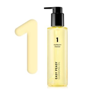 numbuzin no.1 easy peasy cleansing oil | makeup removing facial cleanser, blackheads removal, unclogs pores, non-heavy, nature-derived ingredients | korean skin care for face, 6.76 fl oz